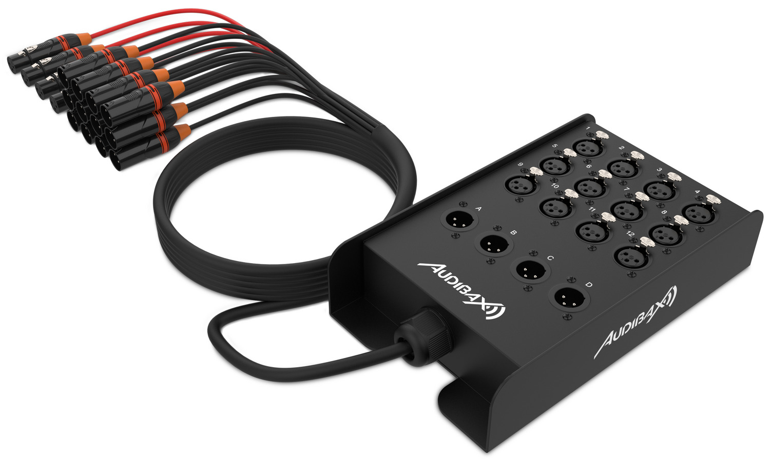 Live Multicore Cable 4 XLR Male 12 XLR Female 15m 10116238 - Audibax