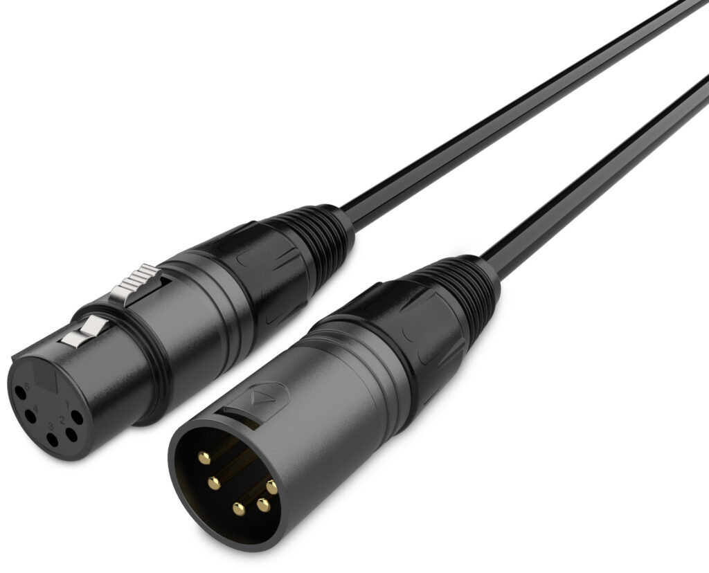 Silver Black DMX Cable 5 pins 1 meter - Audibax